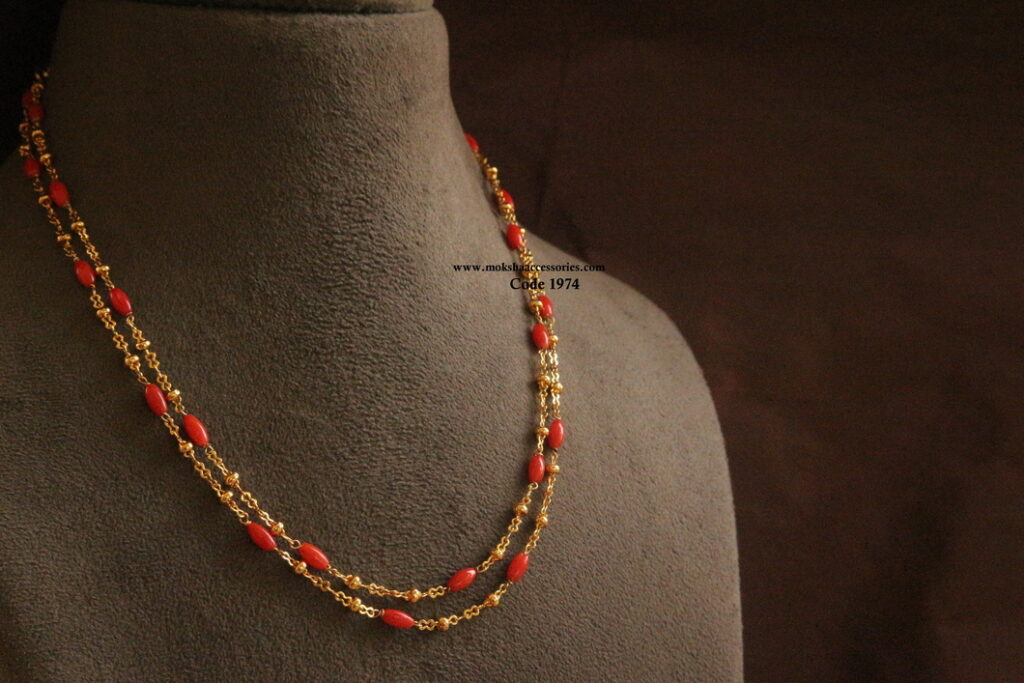 Gold chain with coral – Moksha Accessories