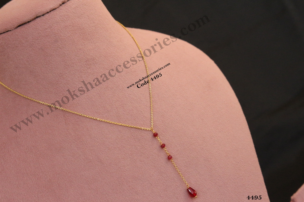 Gold chain with real ruby beads – Moksha Accessories