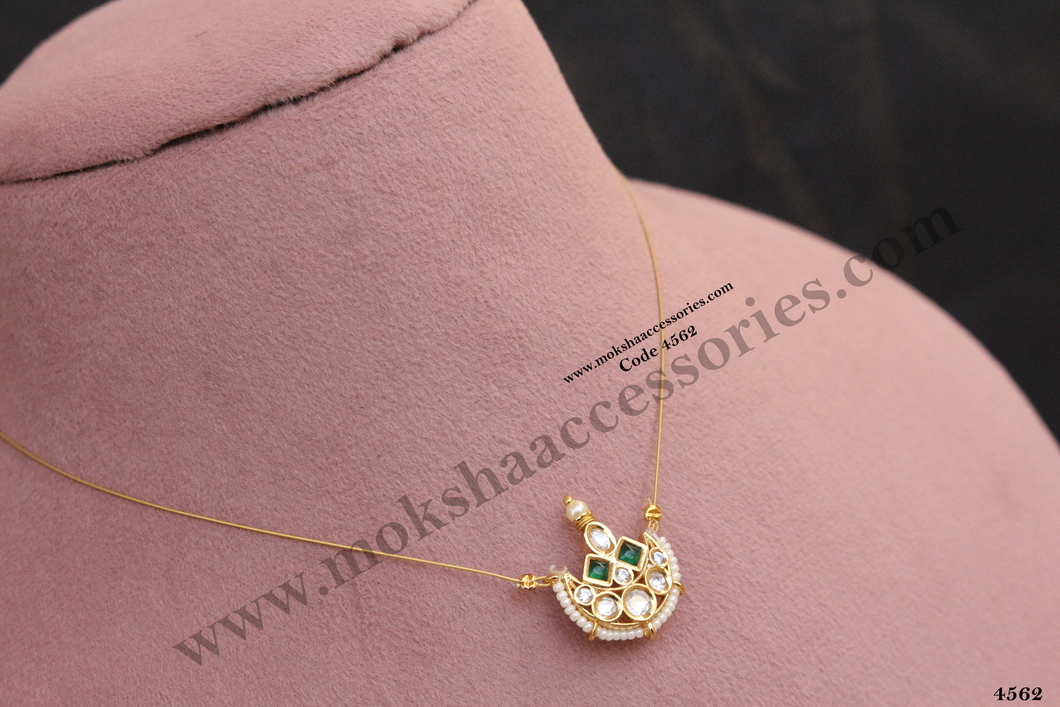 Invisible chain with kundan pendant – Moksha Accessories