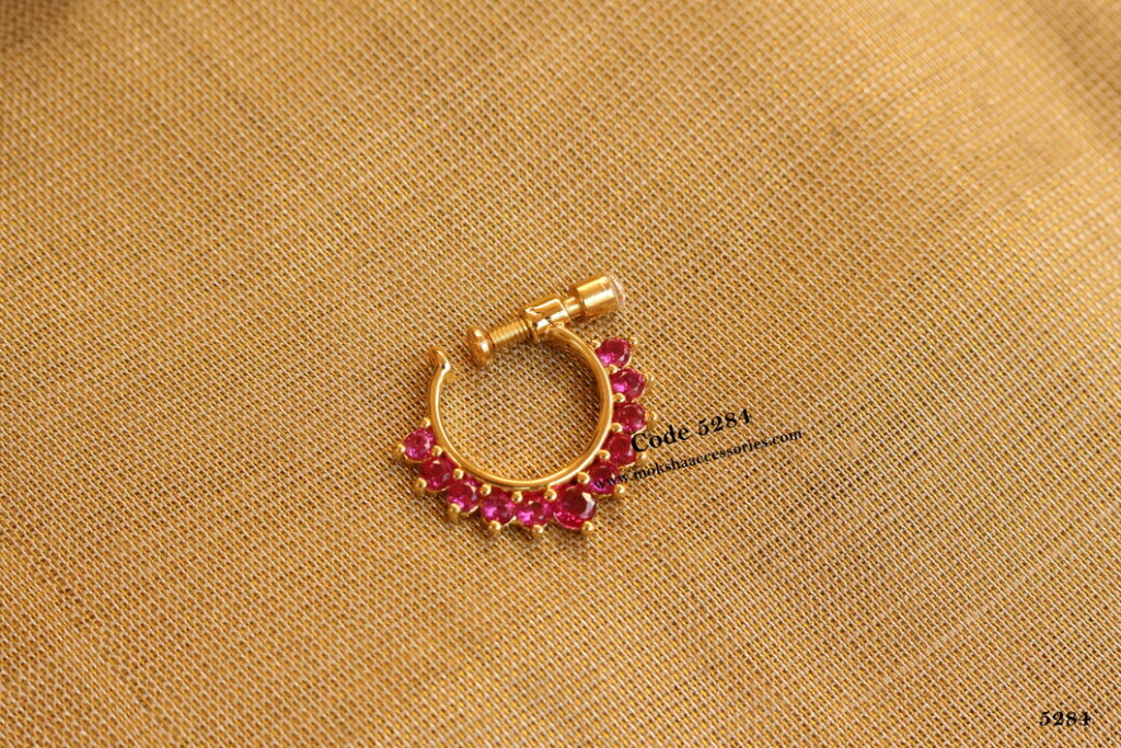 Nose pin with ruby stones – Moksha Accessories