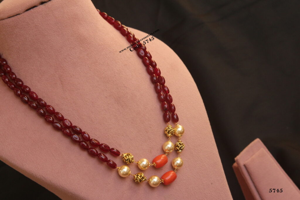 Ruby beads with sarvoski and real coral – Moksha Accessories