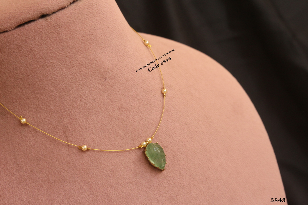 Invisible chain with real carving stone pendant – Moksha Accessories