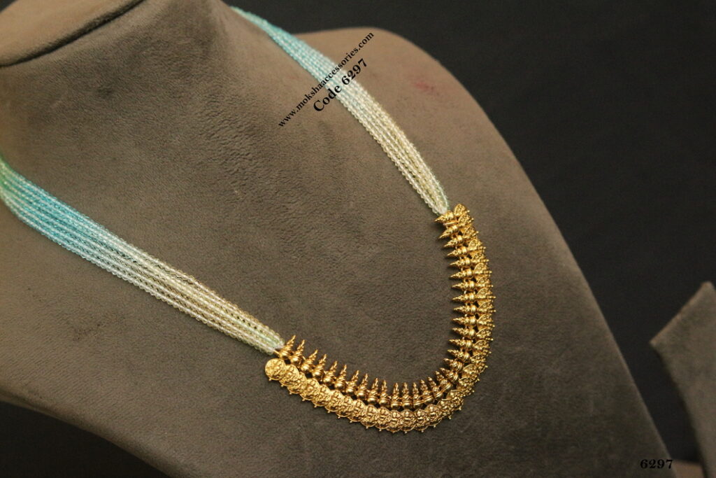 Kasu pendant with sugar beads mala – Moksha Accessories