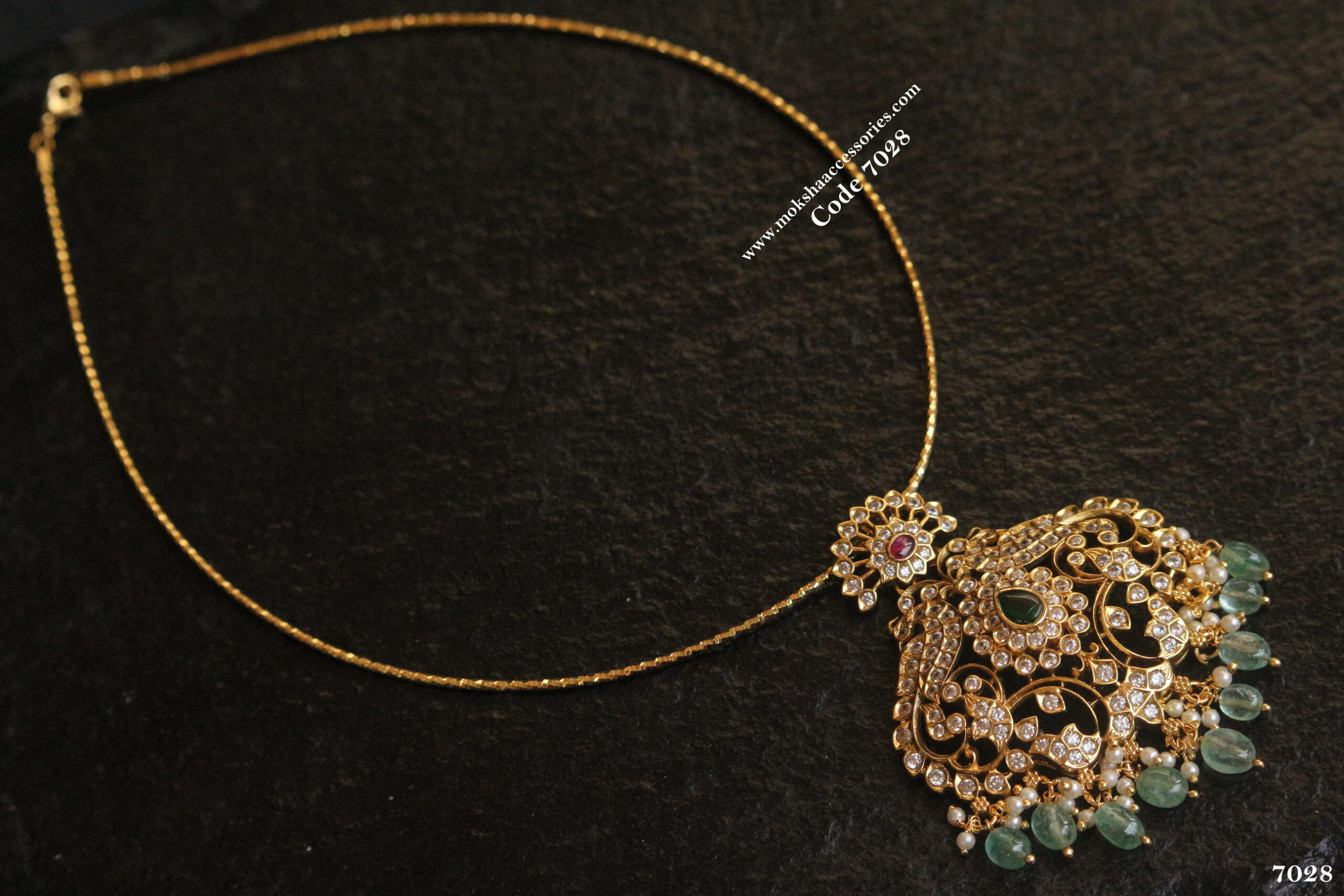 Hasli with cz gold pendant – Moksha Accessories